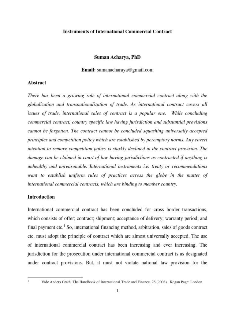 International Commercial Contracts Overview | PDF | Arbitration ...