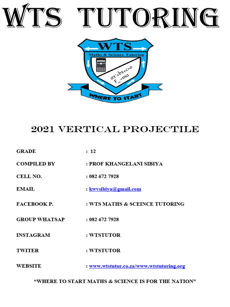 Grade 12 Vertical Projectile Motion Notes | PDF | Force | Velocity