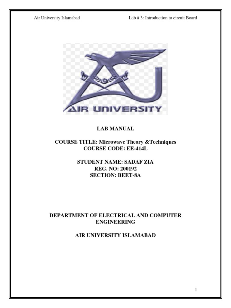 Mtt Lab 3 Pdf Transmission Line Electrical Network