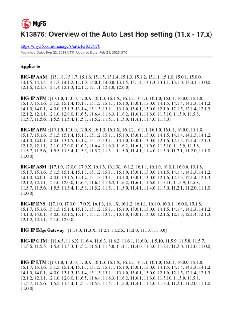 Overview of The Auto Last Hop Setting (11x - 17x) | PDF | Computer Network | Network Layer Protocols
