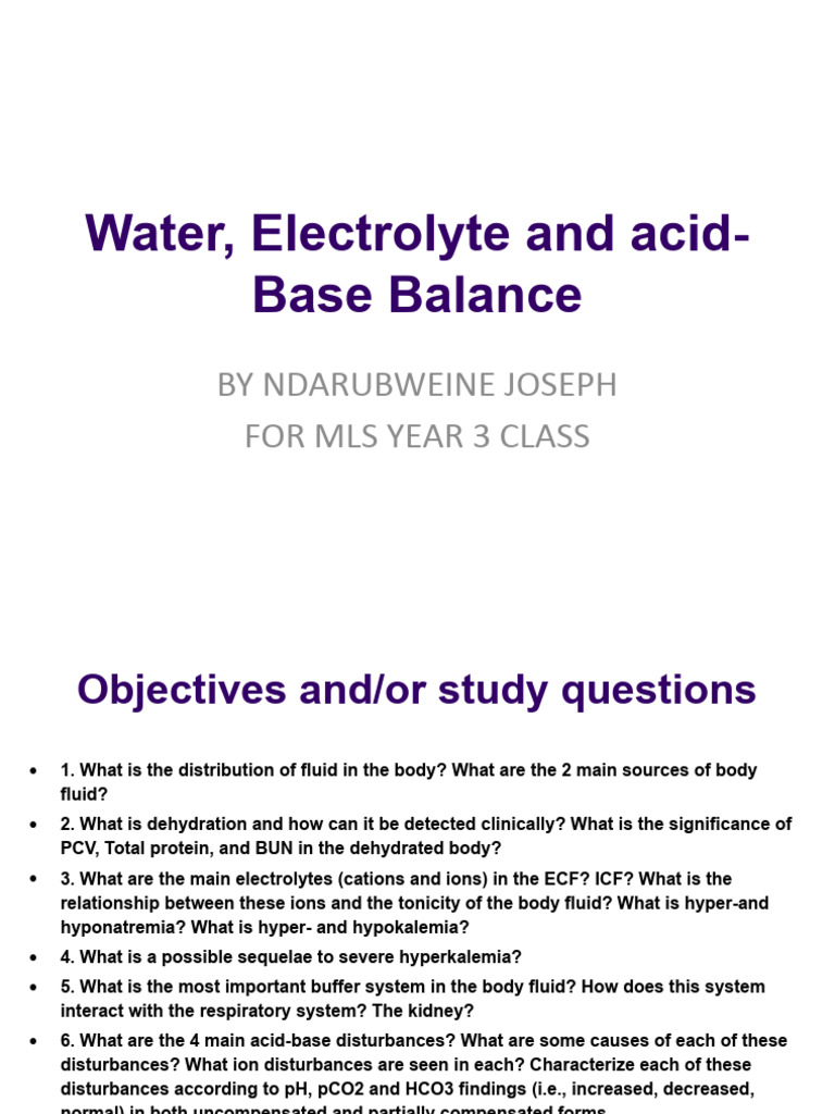 MLS 3 Water, Electrolyte and Acid-Base Balance HAND OUT | PDF