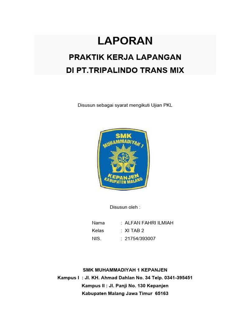 Laporan PKL di PT. Tripalindo Trans Mix | PDF