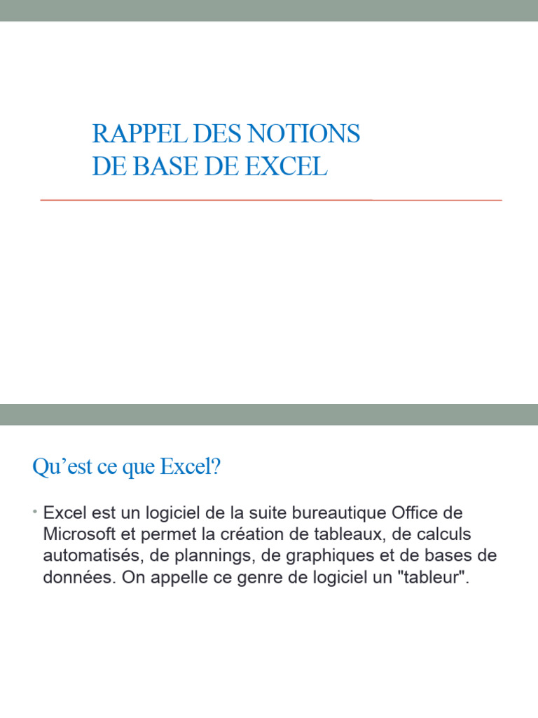 Cours Excel | PDF | Microsoft Excel | Feuille de calcul