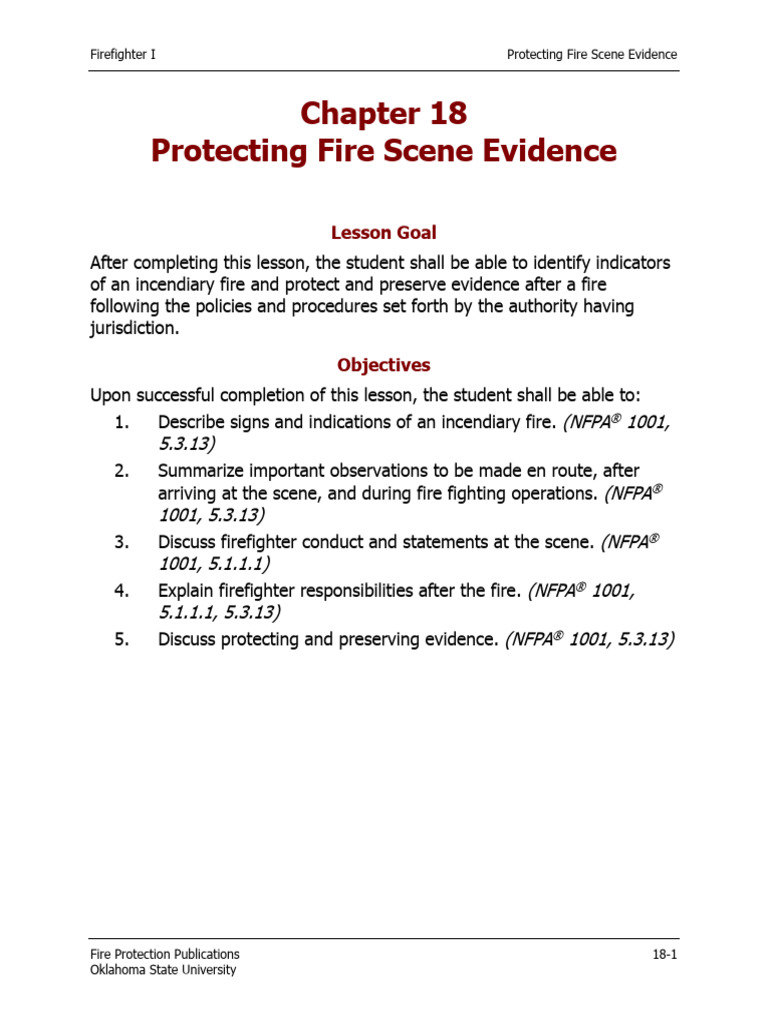 18-Protecting Fire Scene Evidence | PDF | Fires | Firefighter