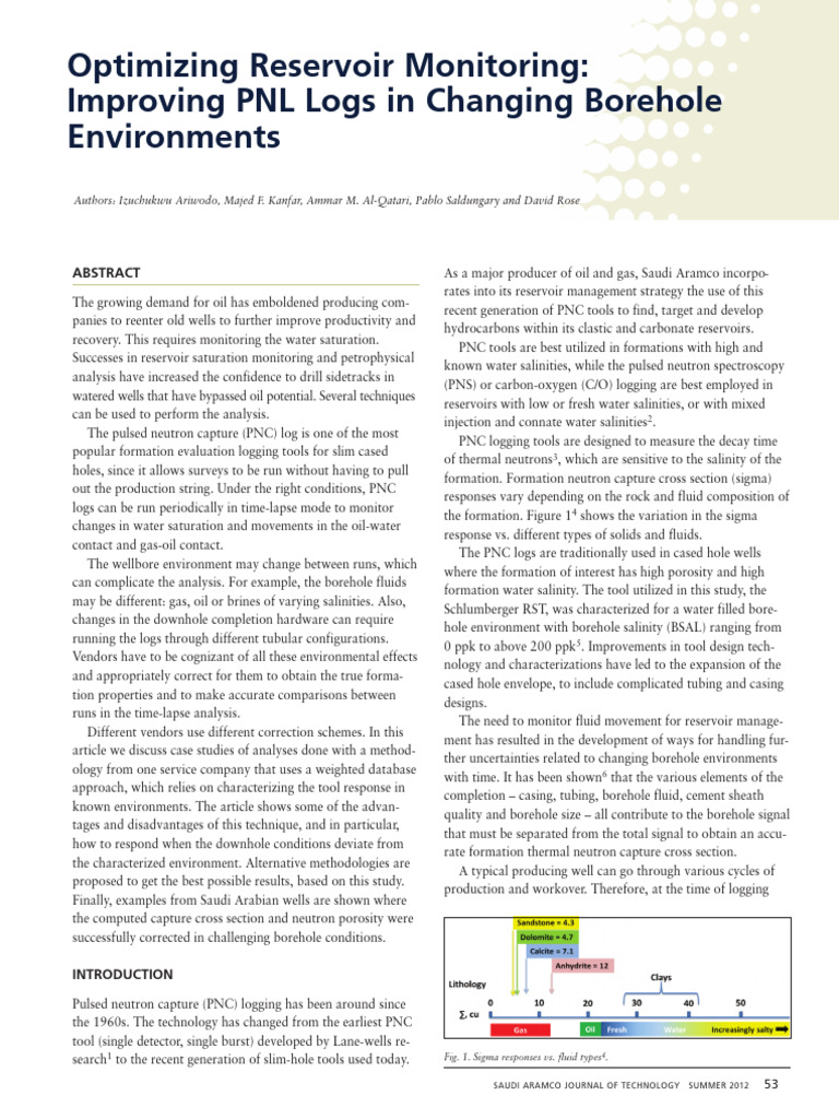 Improving PNL Logs in Changing Borehole Environment | PDF | Casing ...
