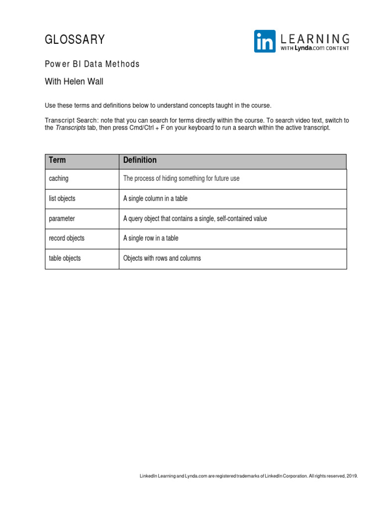 Power BI Glossary of Terms | PDF | Art | Computers