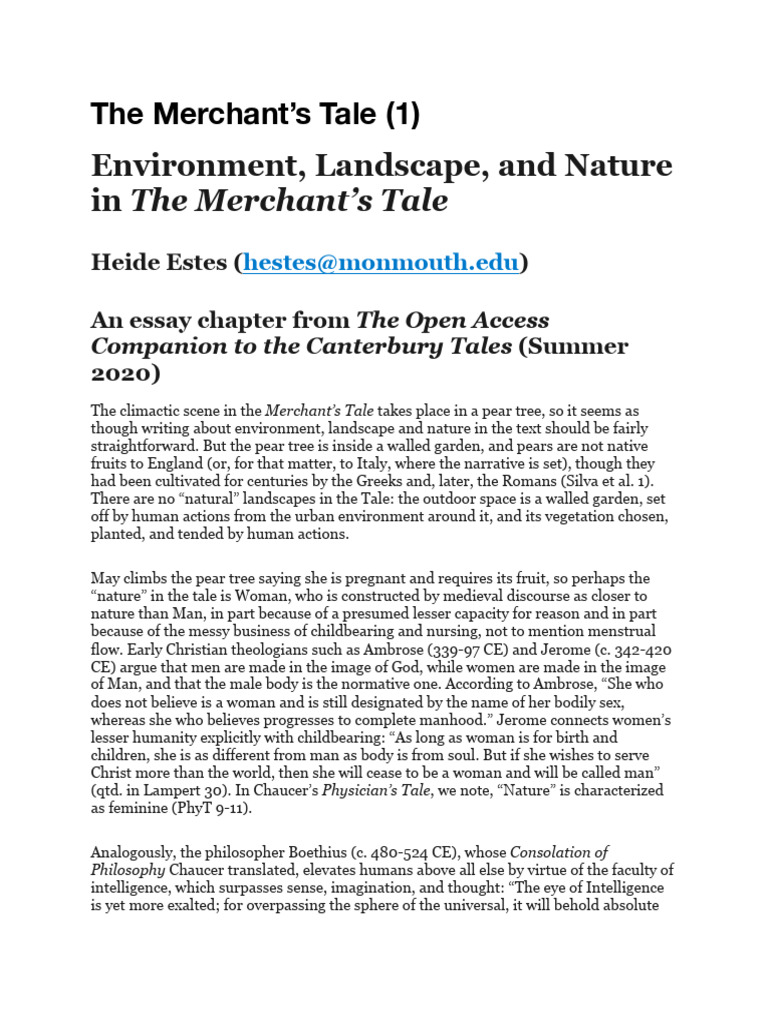 The Merchant's Tale 1 Environment Landscape and Nature in The Merchant ...