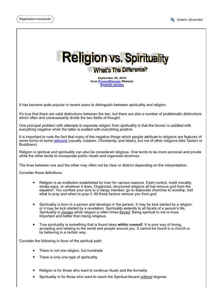 Religion vs. Spirituality - What's The Difference | PDF | Spirituality ...