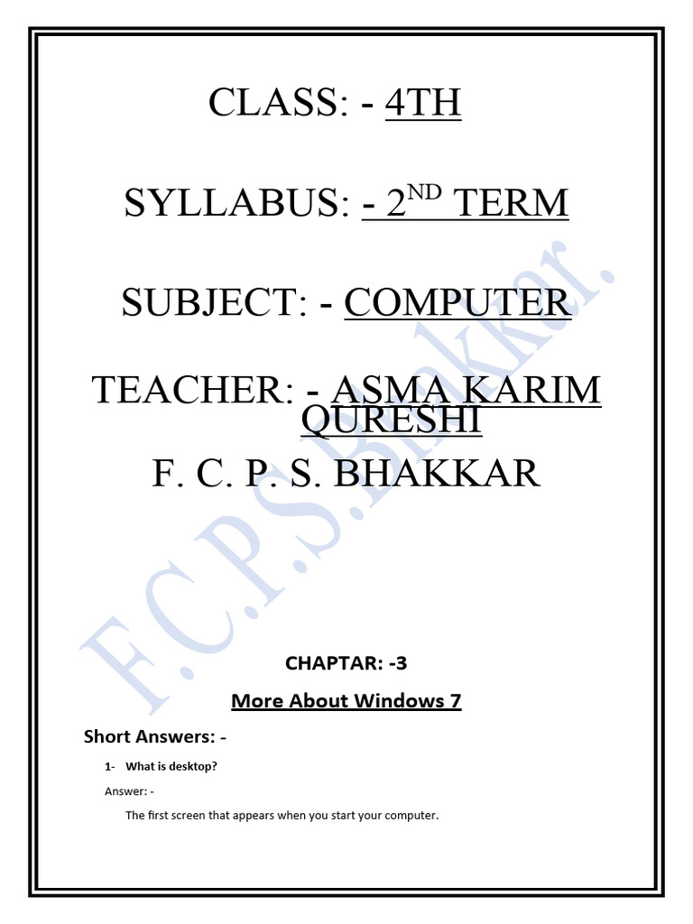 4TH Computer | PDF
