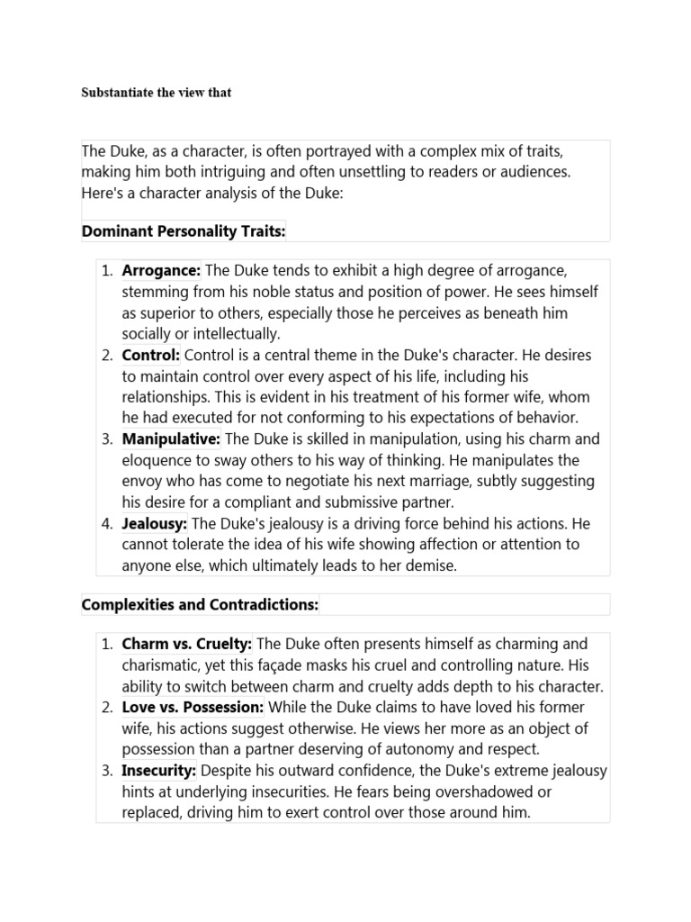 Character Analysis of the Duke in Measure for Measure | PDF