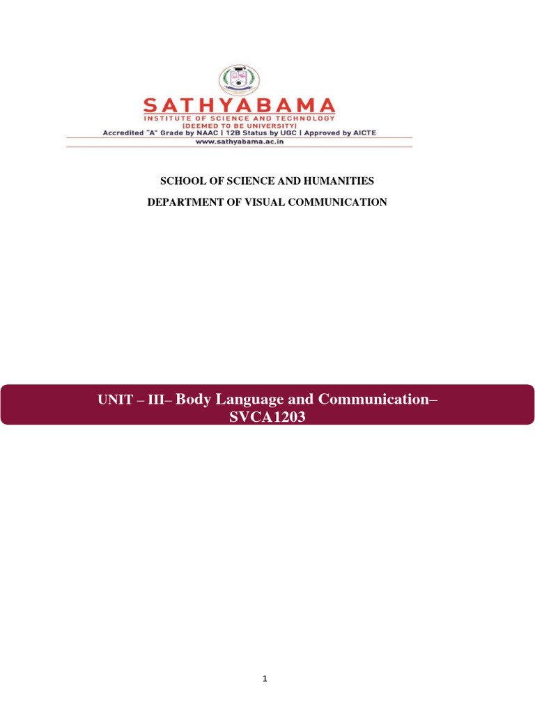 Body Language and Communication SVCA1203 UNIT 3 | PDF | Smile | Body ...