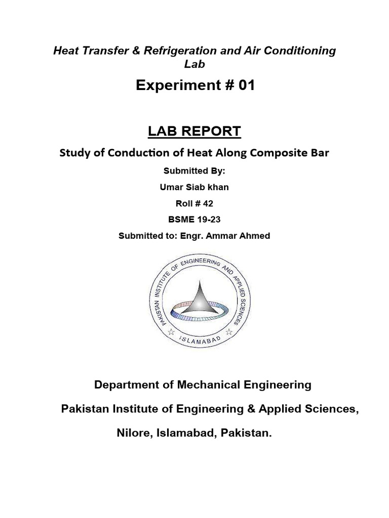 Experiment # 01: Lab Report | PDF | Thermal Conduction | Heat