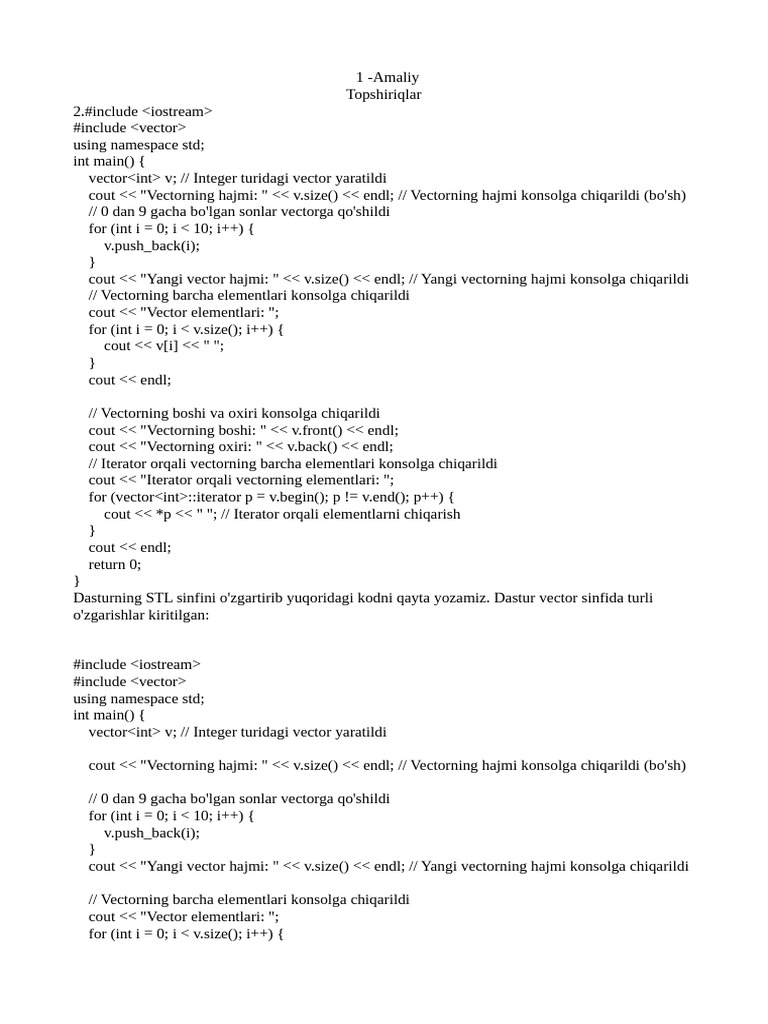 Amaliy 1 | PDF | Software Development | Algorithms And Data Structures