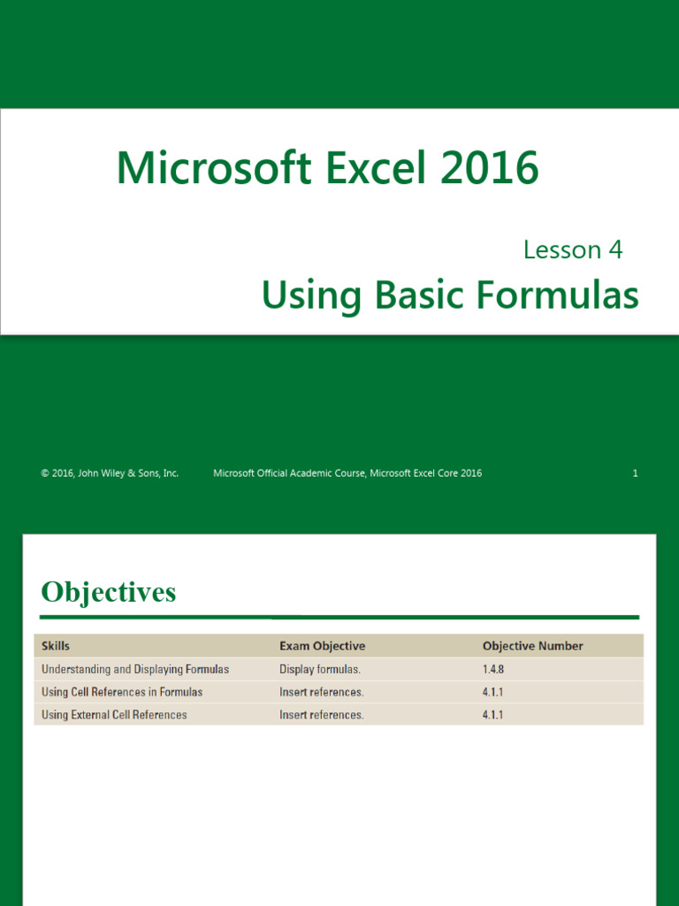 Lesson 4 Excel | PDF | Microsoft Excel | Worksheet