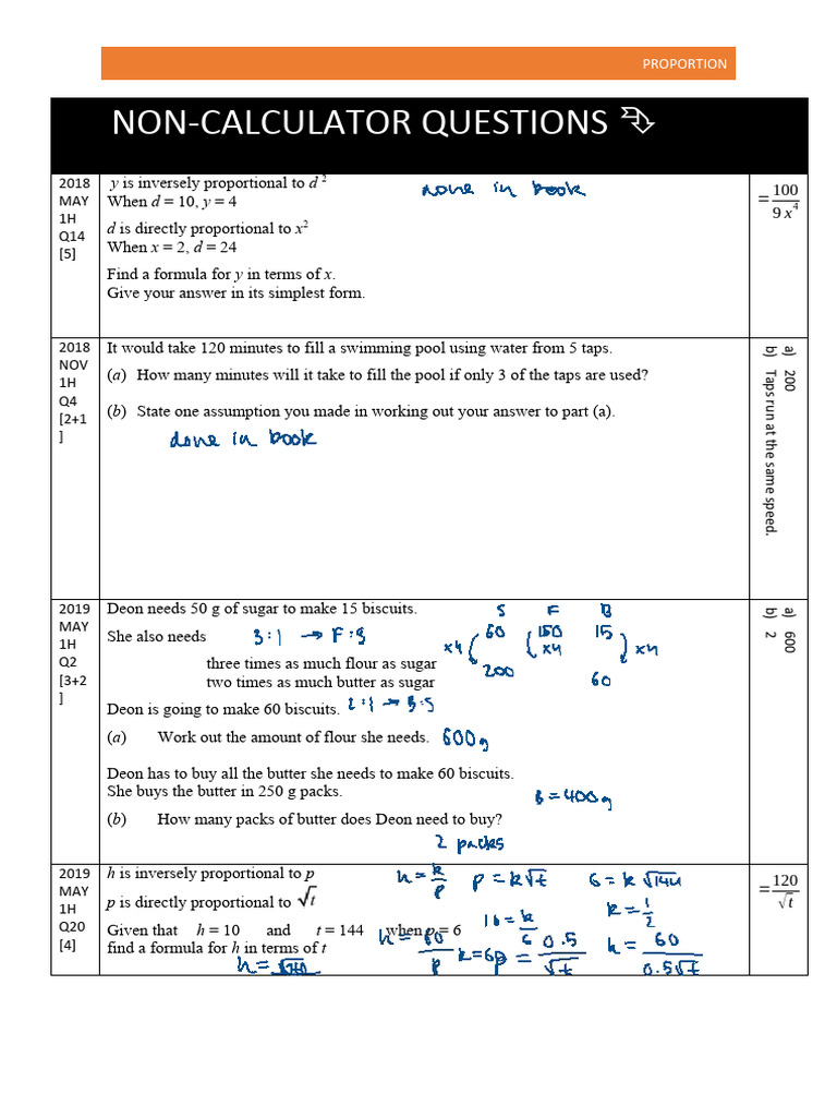 GCSE Proportion Exam Questions | PDF