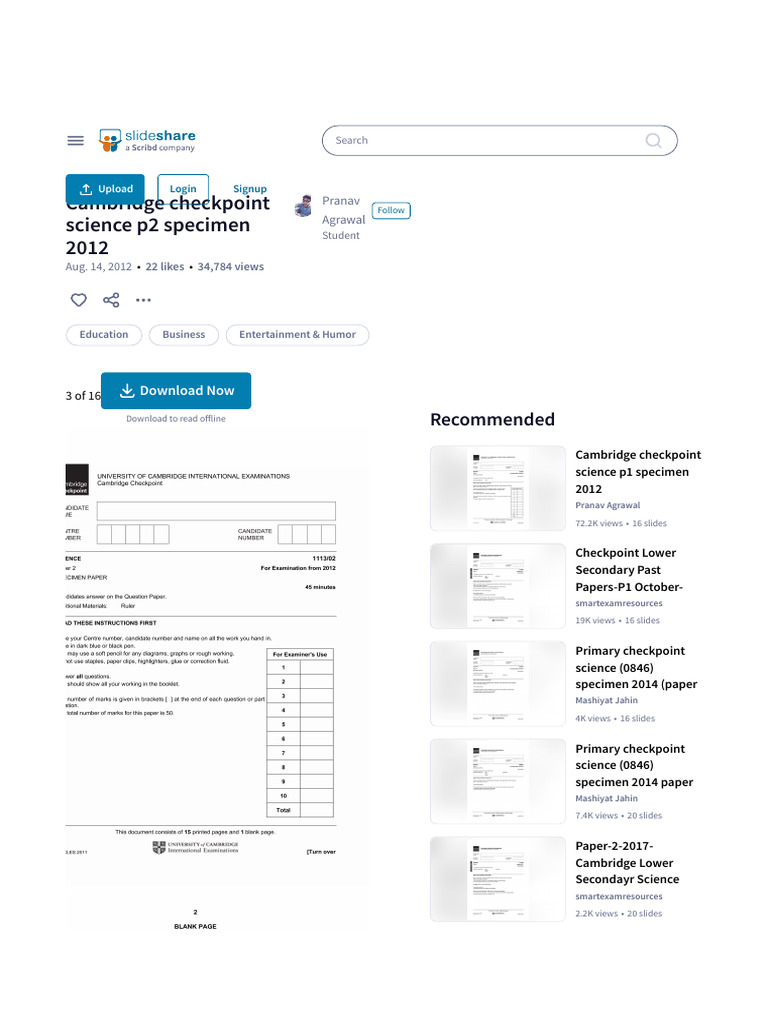 Cambridge Checkpoint Science p2 Specimen 2012 - PDF | PDF | Dogs | Iron