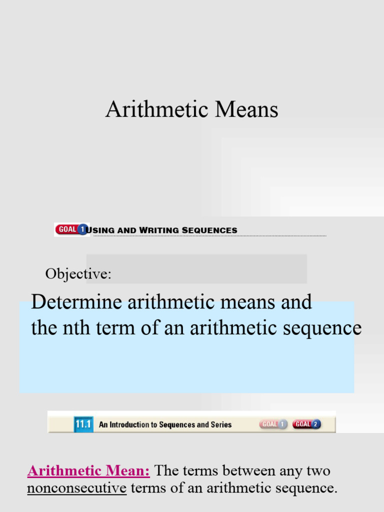 Arithmetic Means Series | PDF | Mathematics | Arithmetic