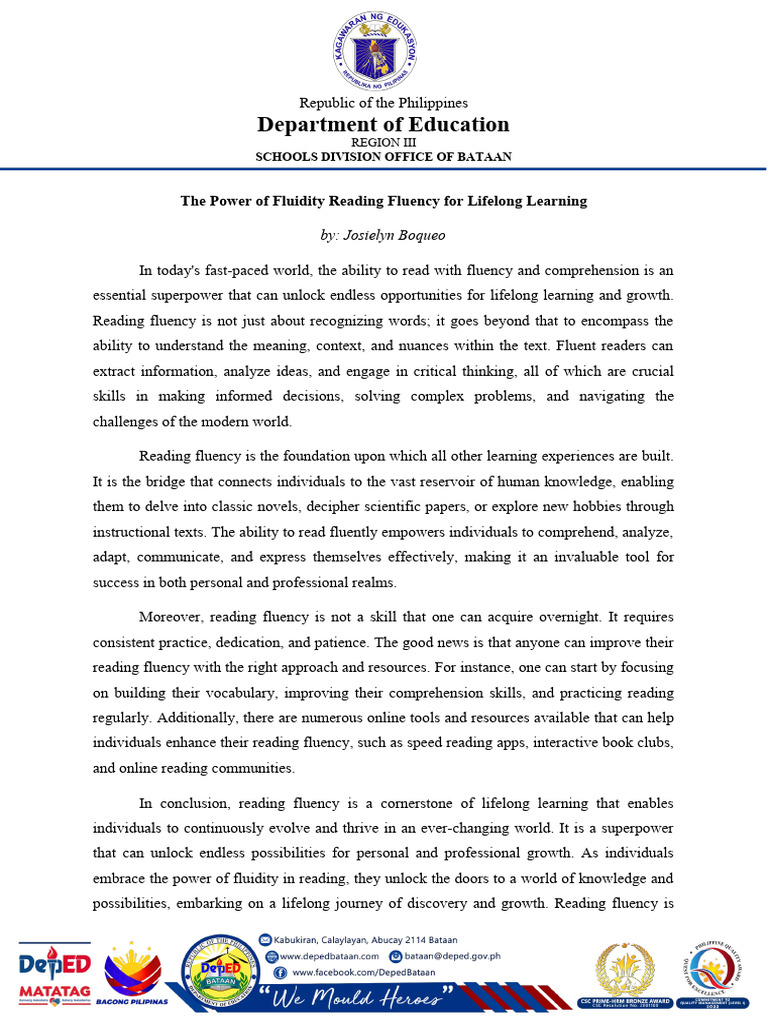 The Power of Fluidity Unlocking Reading Fluency For Lifelong Learning | PDF | Fluency | Reading ...