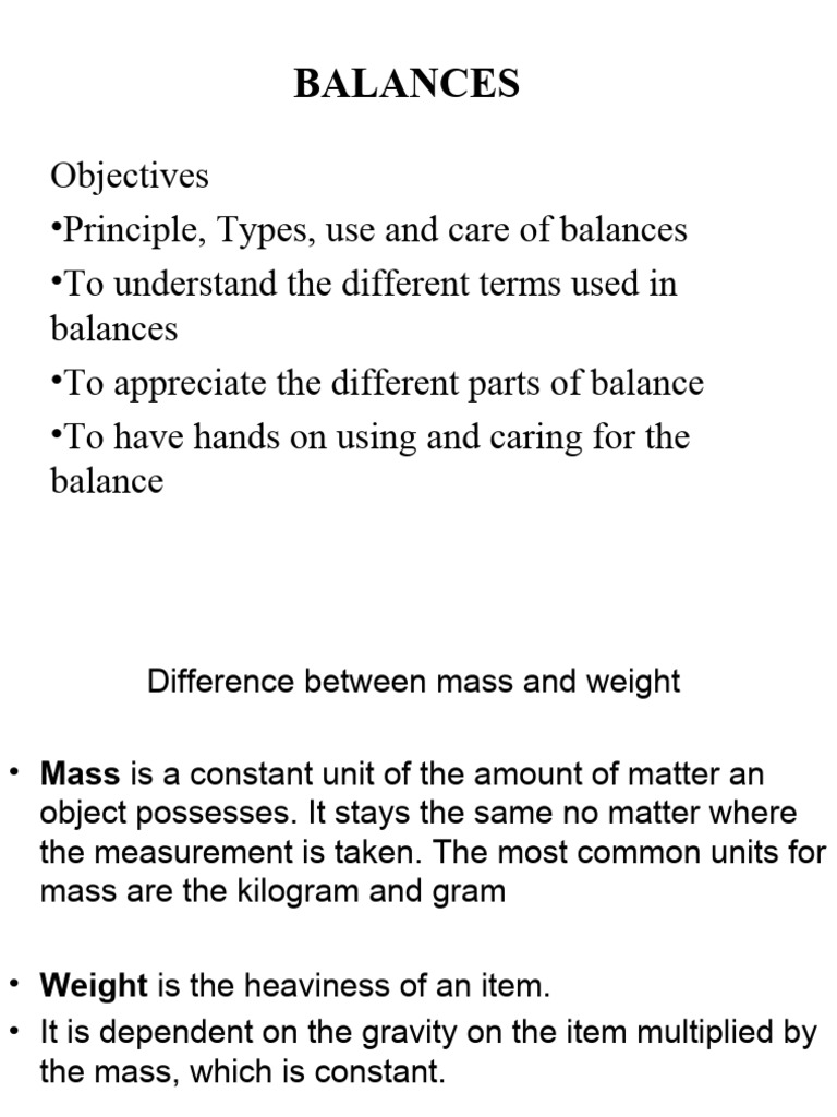 1 Balance Notes 2024 For Charles | PDF | Weighing Scale | Weight
