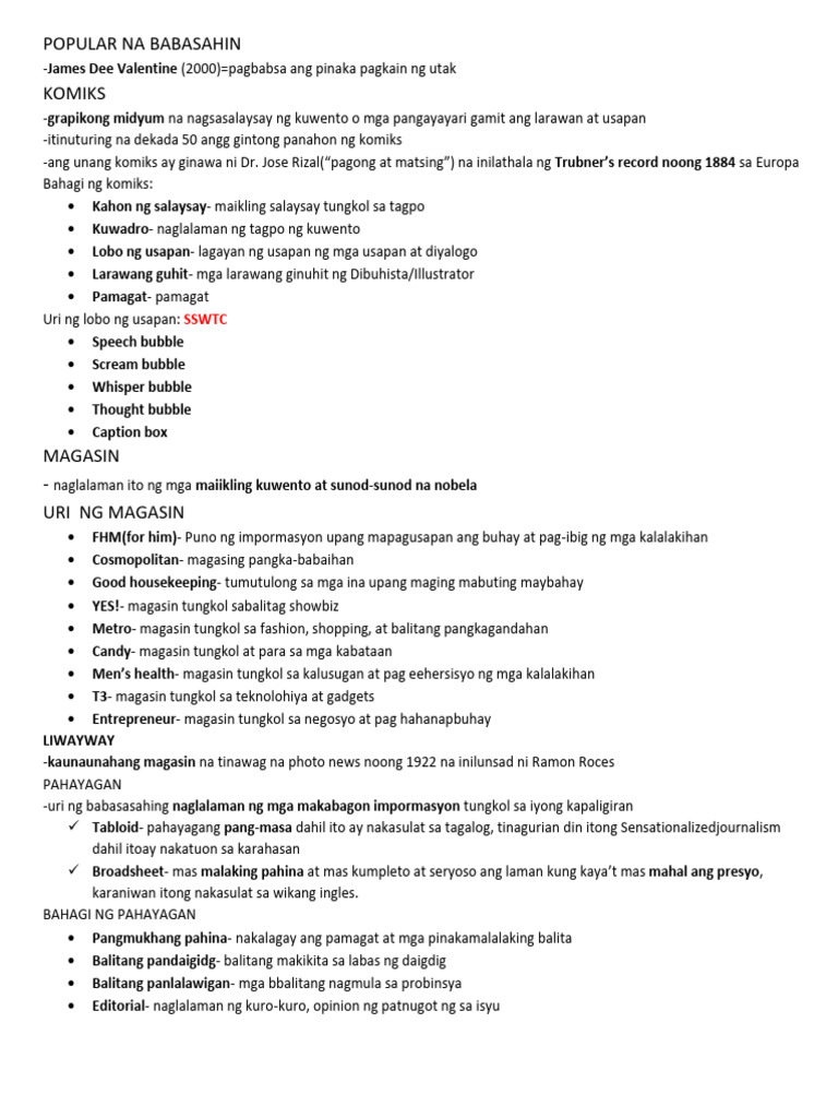 Filipino Reviewer 3rd QT | PDF