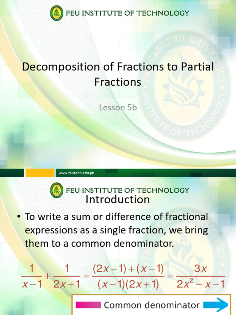 L5b - Decomposition of Fractions To Partial Fractions | PDF | Numbers ...