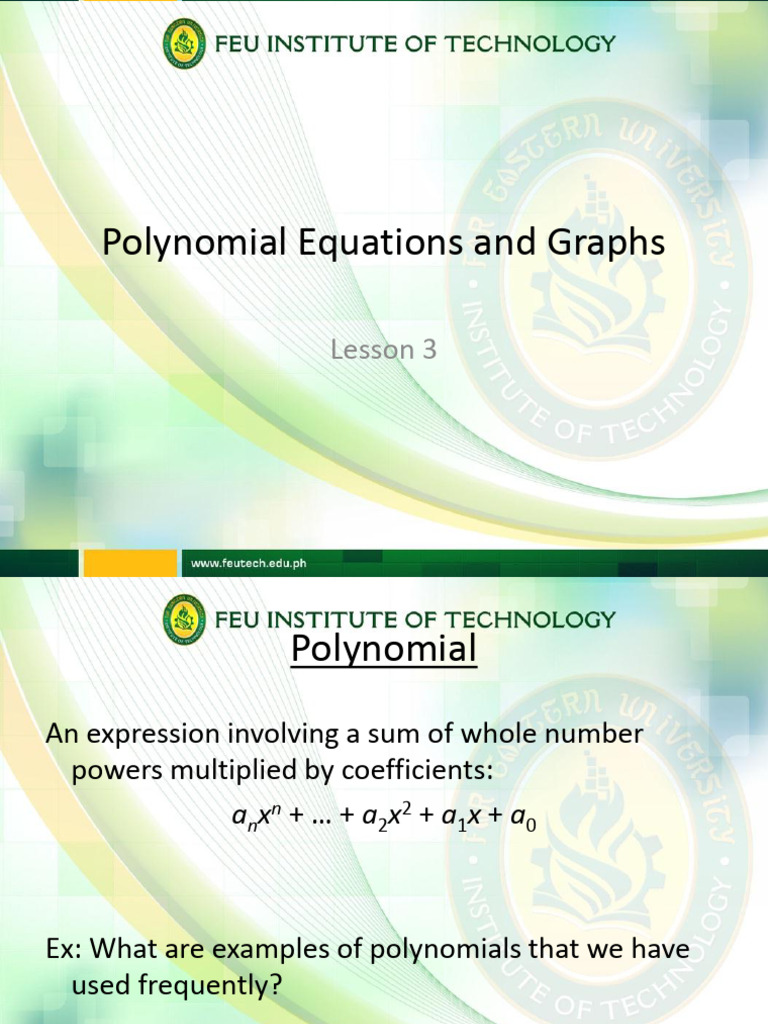 Lesson 3 - Polynomial Equations | PDF