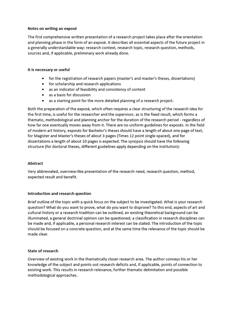 Guide to Writing an Exposé for Research | PDF | Thesis | Methodology