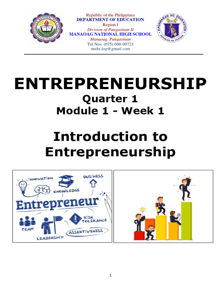 Introduction to Entrepreneurship Module | PDF | Entrepreneurship ...