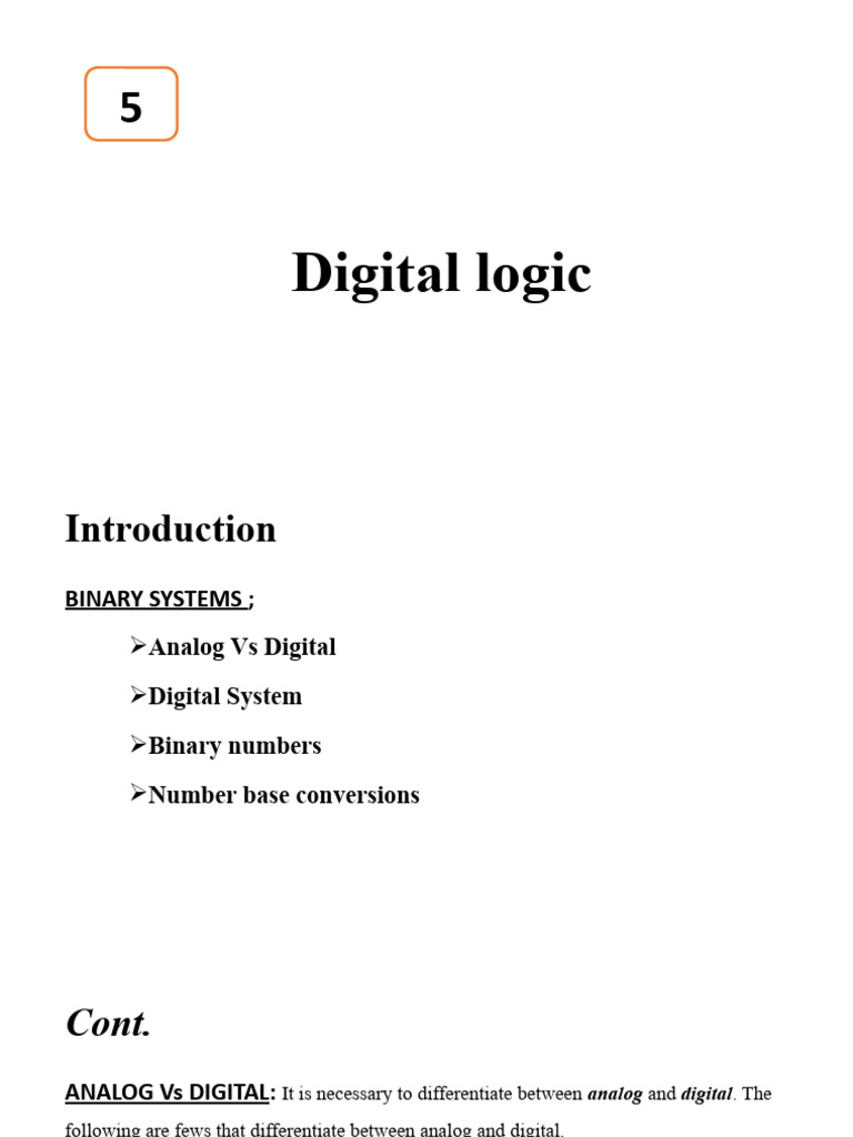 Presesntation 5 Digital Logic | PDF | Logic Gate | Electronic Circuits