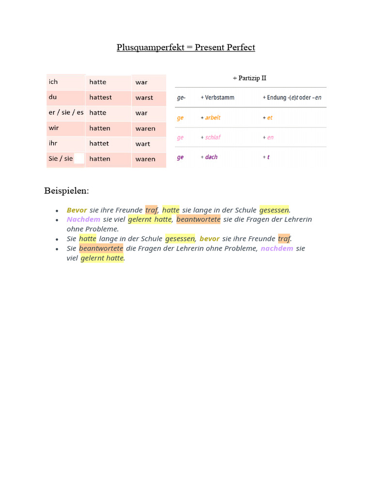 Plusquamperfekt | PDF