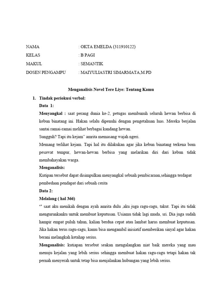 Okta Emelda Tugas Semantik 2021 | PDF