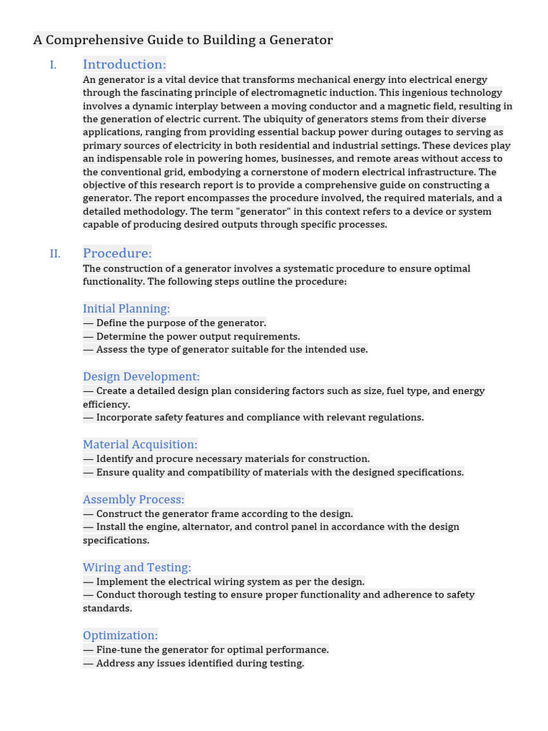 A Comprehensive Guide To Building A Generator | Download Free PDF ...