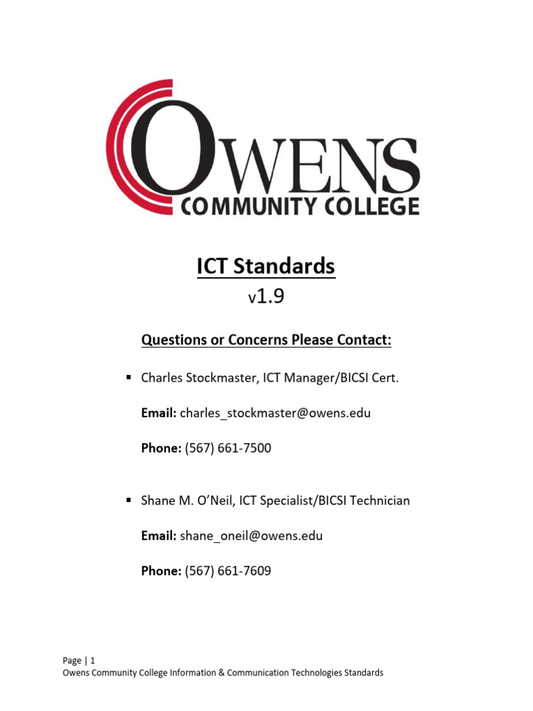 Owens ICT Standards v1.9 | PDF