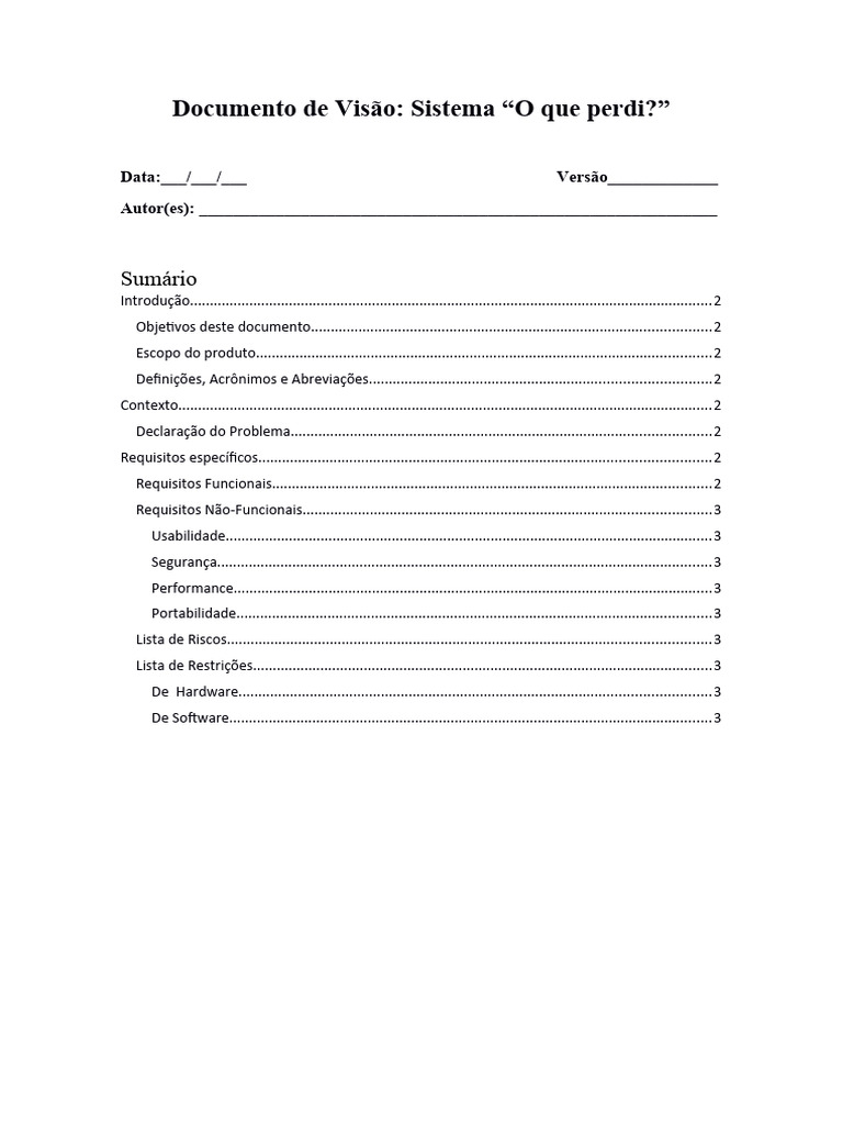 Documento de Visão | PDF | Usabilidade | Informática