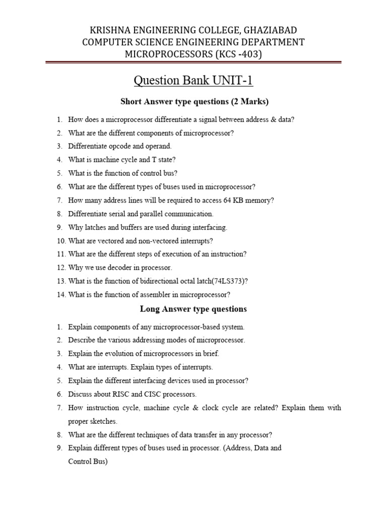 Question Bank UNIT 1 KCS 403 | PDF