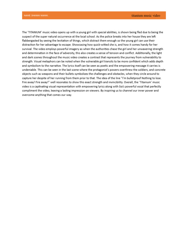 Titanium Music Video | PDF