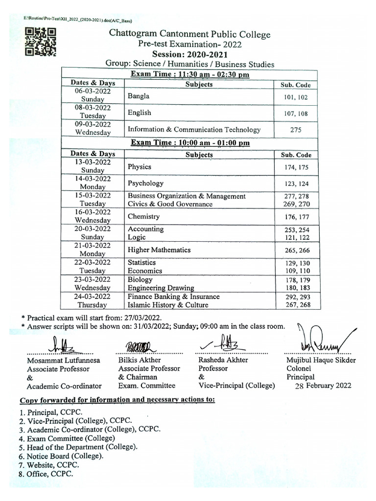 Pre Test Examination 2022 | PDF