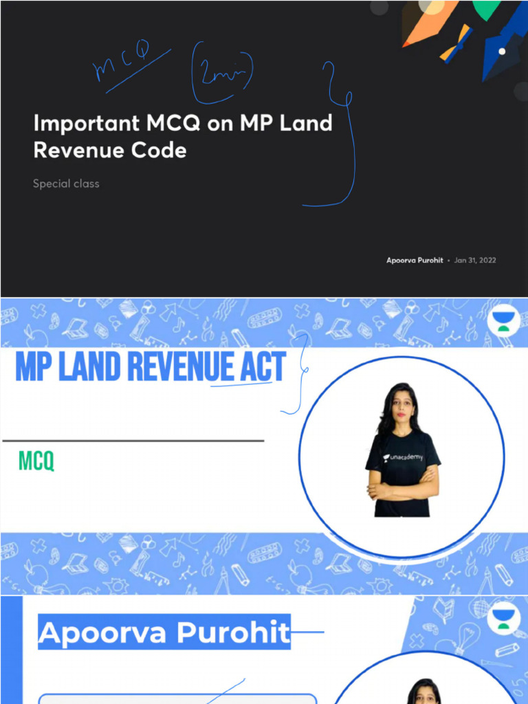 Important MCQ On MP Land Revenue Code With Anno | PDF