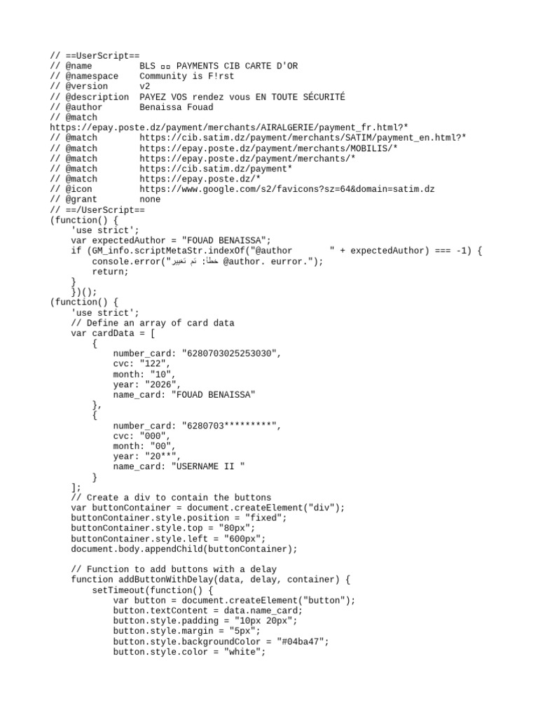 BLS ?? Payments Cib Carte D'or | PDF | Computer Programming