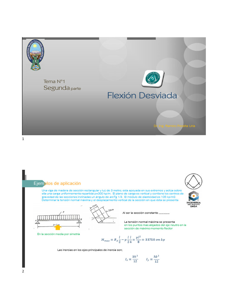 MEC223 0102 Flexion DesviadaEjercicios | PDF | Viga (Estructura) | Doblar