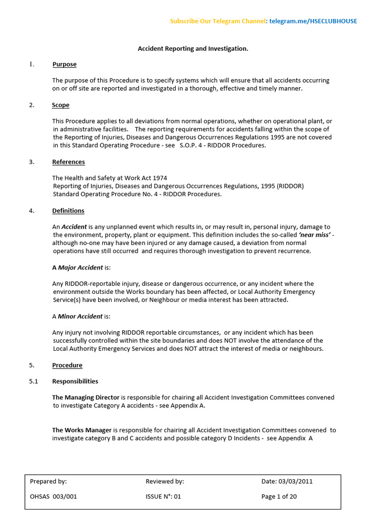 Accident Reporting Procedures | PDF