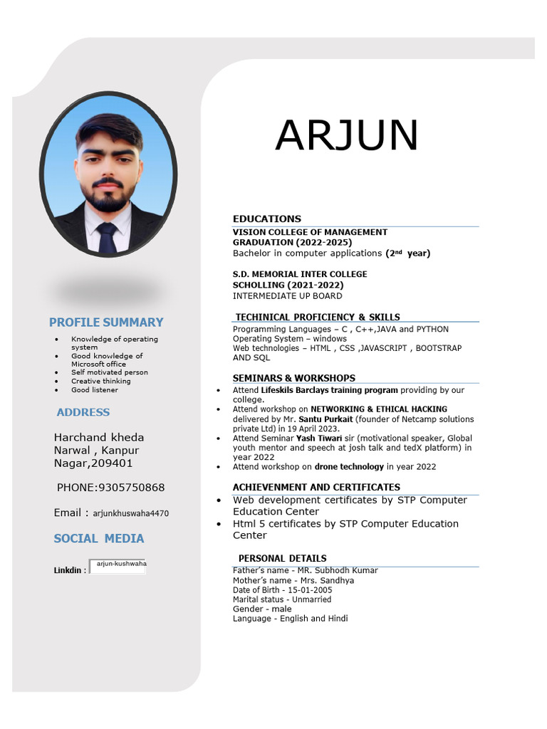 Arjun Resume 1 | PDF