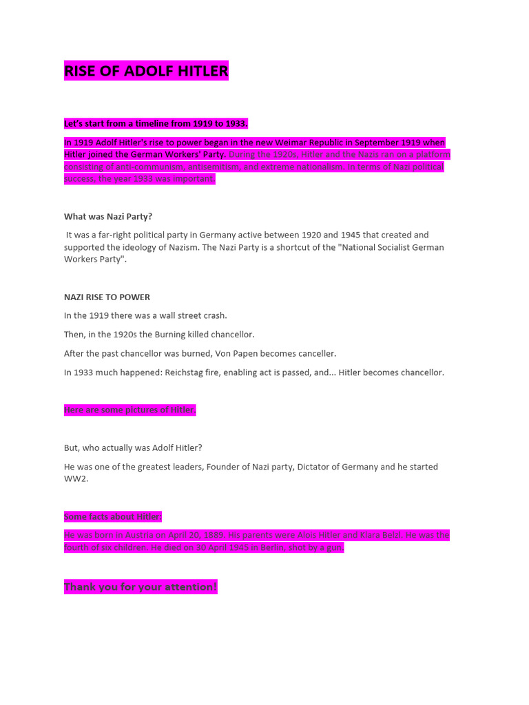 Rise of Hitler | PDF