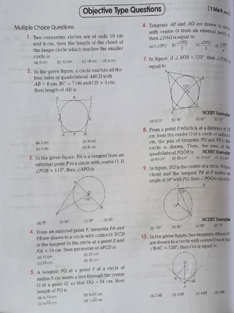 Circle Tangents and Chords Solutions | PDF