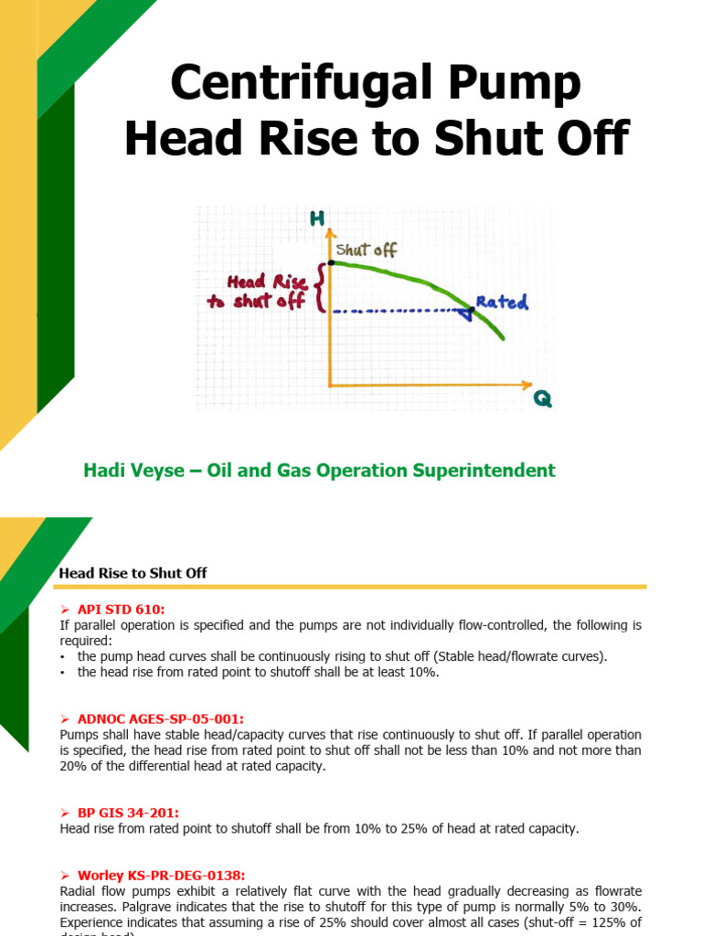Centrifugal Pump Head Rise To Shut Off | PDF