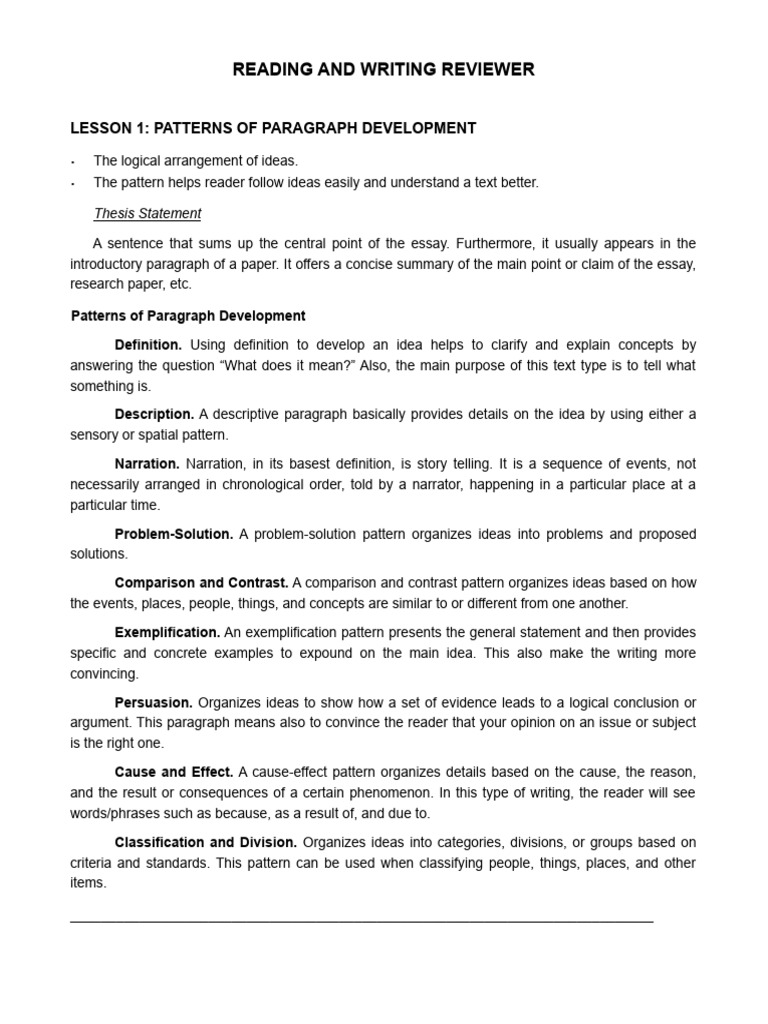 Paragraph Development and Writing Skills | PDF | Critical Thinking ...