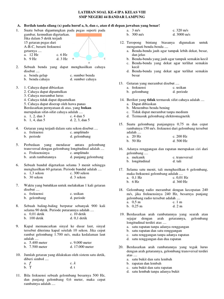 (Tanpa Jawaban) Latihan Soal PTS Kelas VIII IPA | PDF | Sains & Matematika