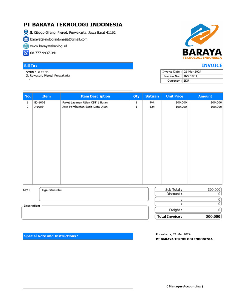 Contoh Invoice Perusahaan | PDF