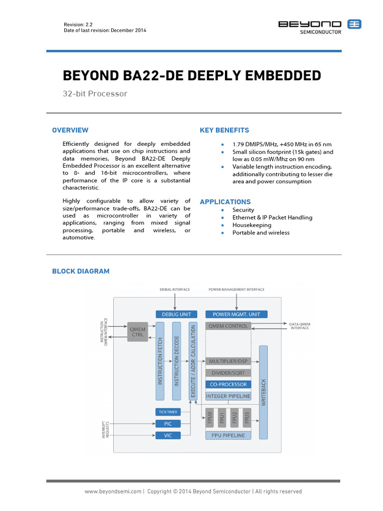 Beyond Ba22-De Datasheet | PDF | Microcontroller | Embedded System