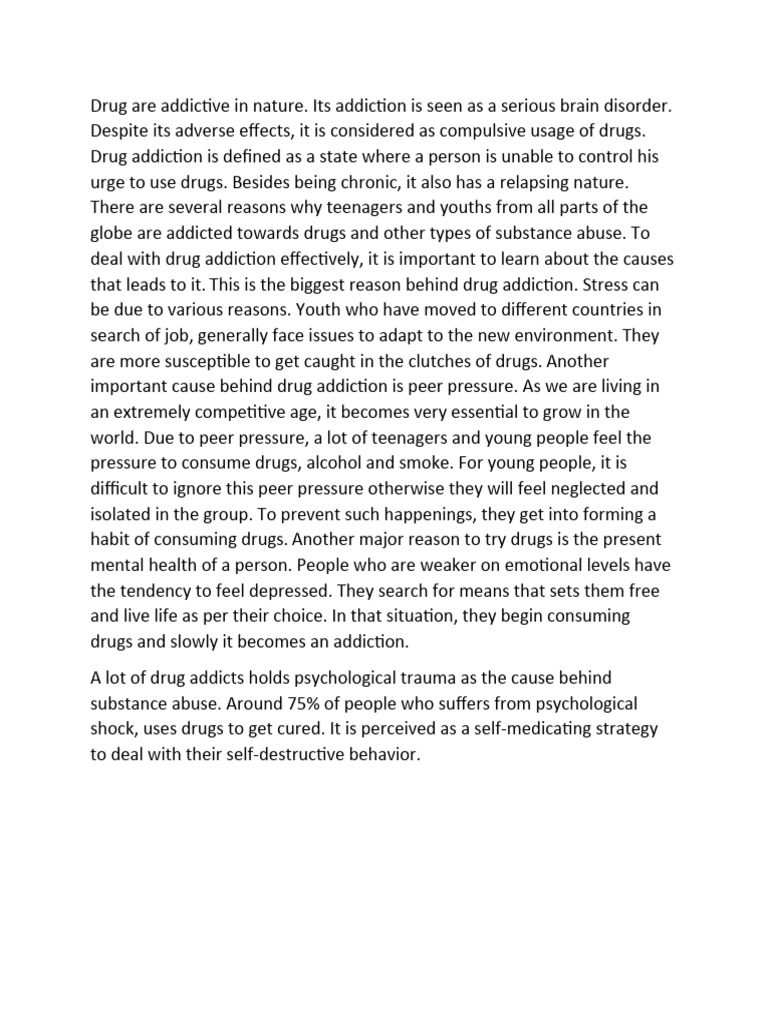 Drug are addictive in nature | PDF | Substance Abuse | Psychological ...